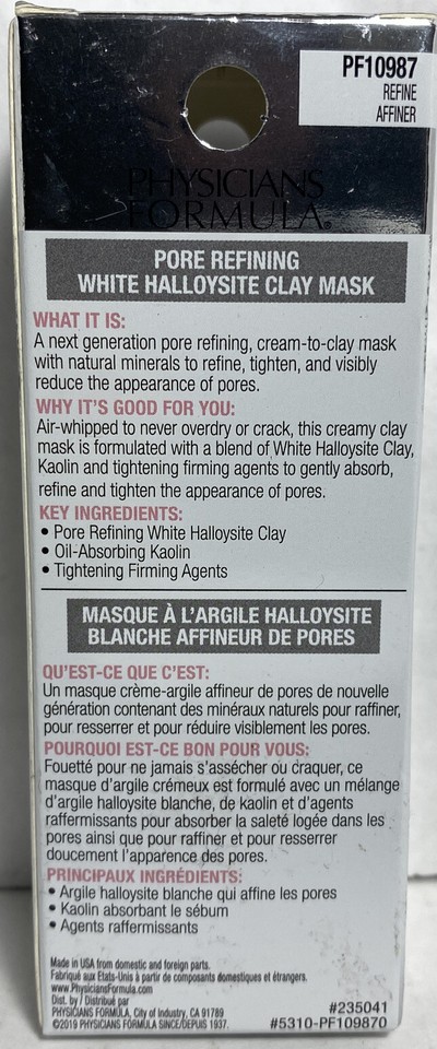 Physicians Formula White Halloysite Clay Mask Pore Refining New ...