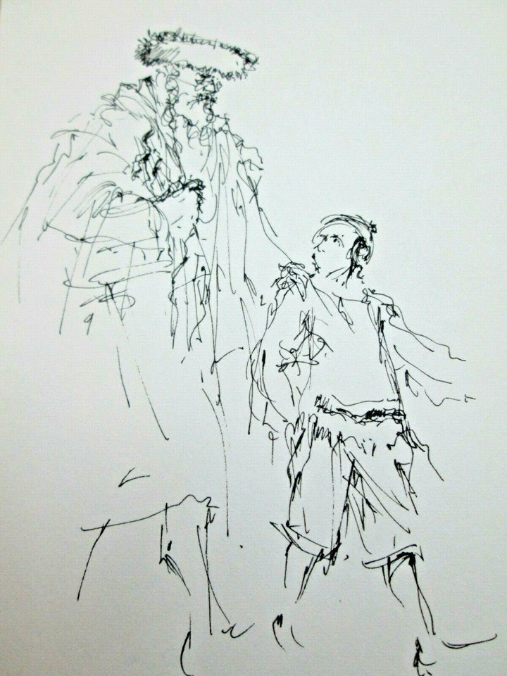 Fine Art Painting Pencil Drawing Original Father & Son Orthodox Jew By ...