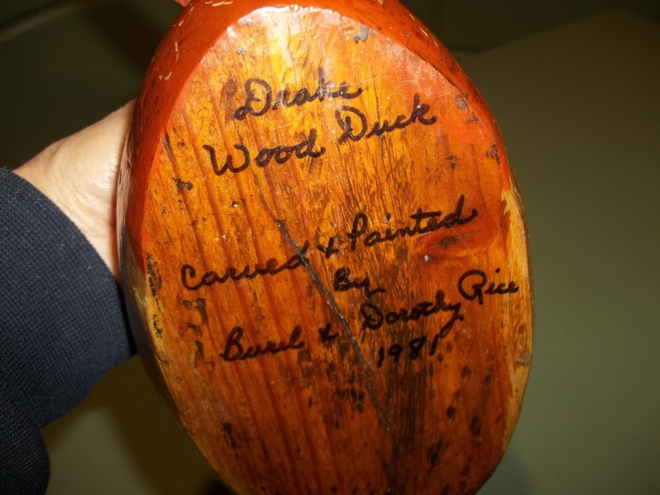1981 Full Size Hand Carved Paintd WOOD Duck Drake Decoy BURL DOROTHY ...