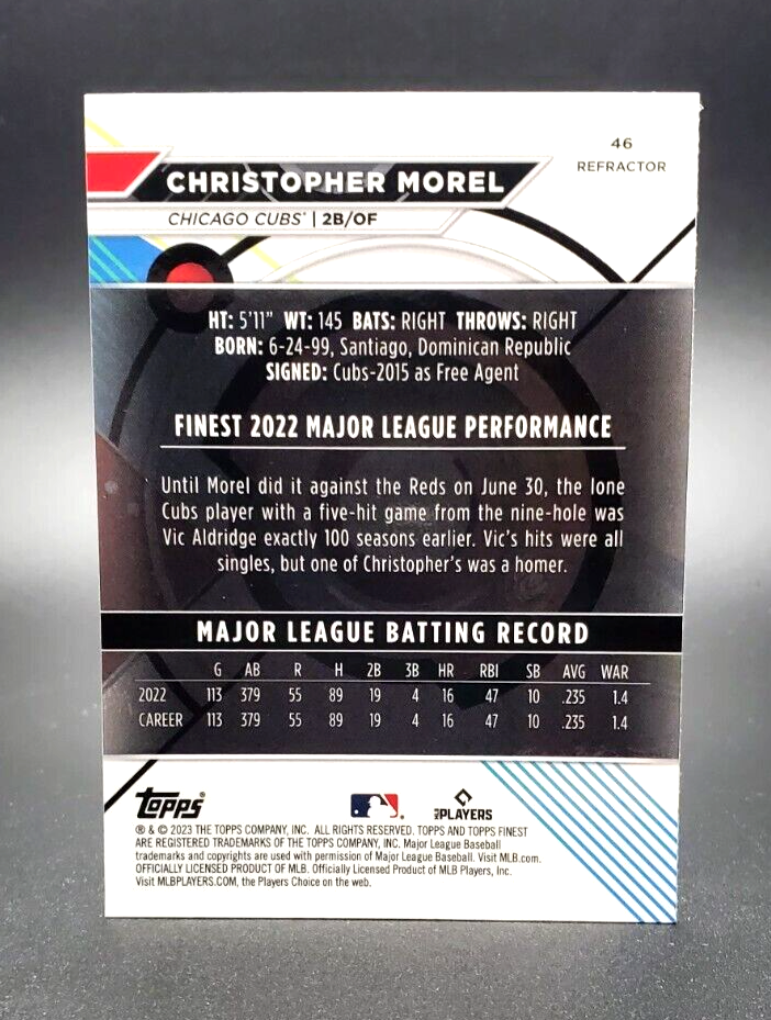 2023 Topps Finest #46 Christopher Morel RC Refractor MINT! Cubs Rays ...