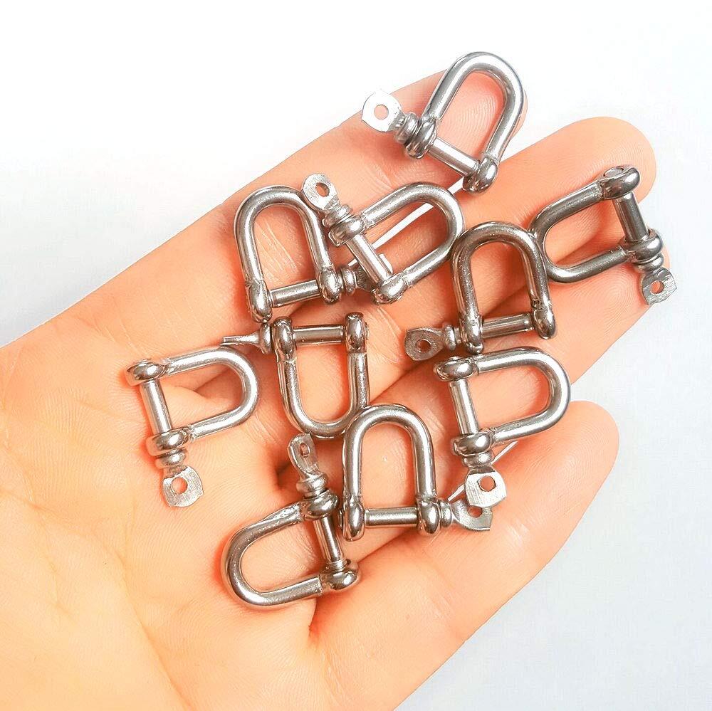 JingYi Stainless Steel Mini D Shaped Bow Shackle, 3mm, Silver Color,for ...