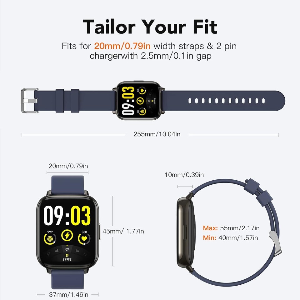 Waterproof Smartwatch Android/iOS Fitness Heart Rate Monitor for ...