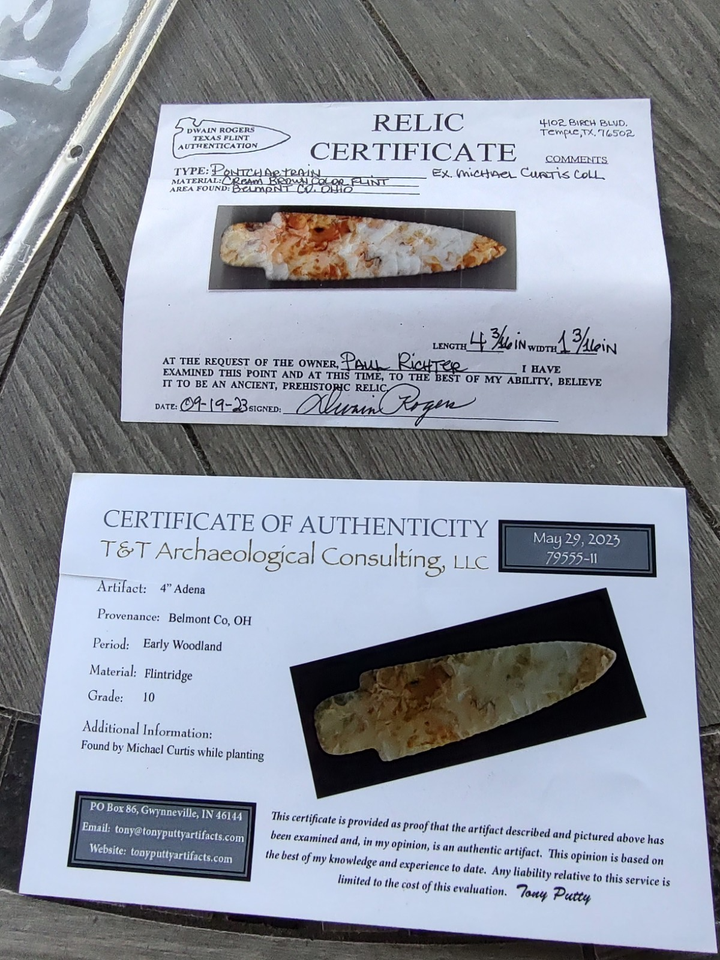 Adena 4" Point Early Woodland Period Flintridge Stone Belmont Co. Ohio ...