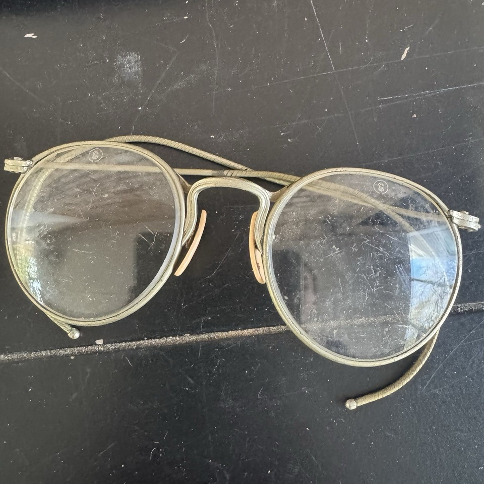 Antique Round Wire Rim Glasses & Case – Early 1900s Optometrist ...