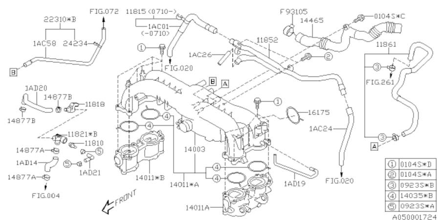 SUBARU Genuine OEM PCV Valve Kit WRX STI TURBO EJ205 EJ255 EJ257 ...