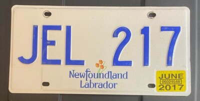 Newfoundland 2017 License Plate # JEL 217 | eBay