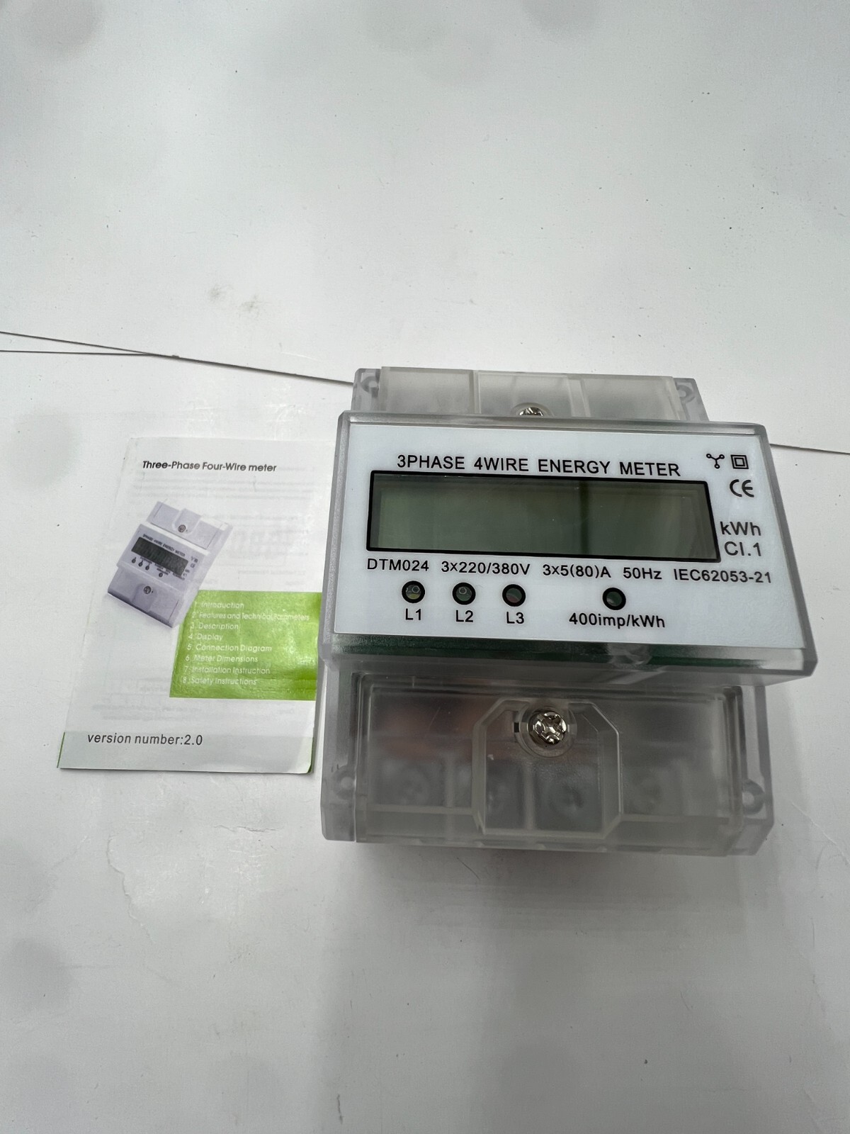 3-Phase 4-Wire Electric KWh Power Meter Electricity Meter DTM024 220 ...
