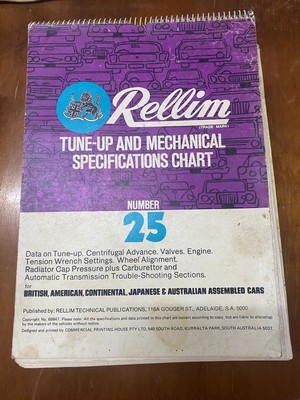 Rellim Tune Up & Mechanical Specifications Chart | eBay