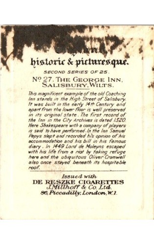 De Reszke Cigarette Card George Inn Salisbury Wiltshire England 1910s ...