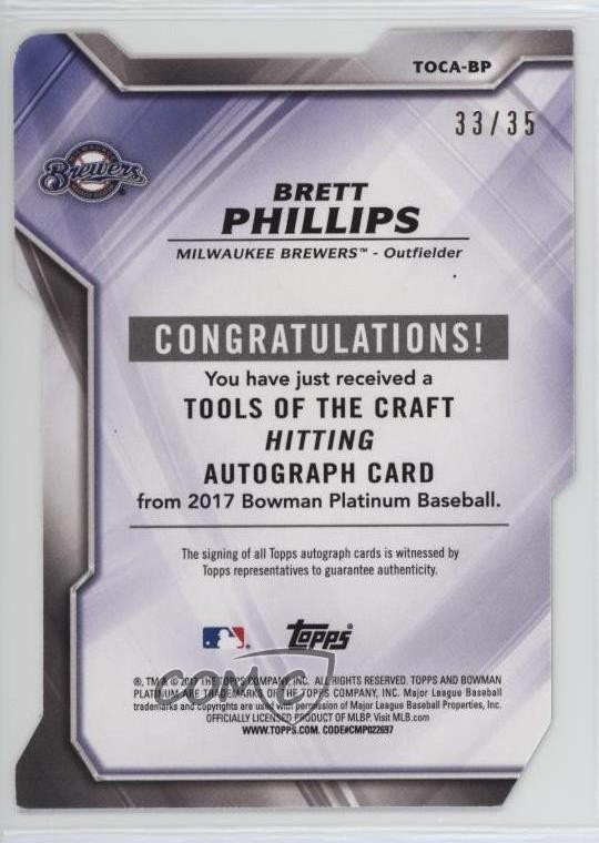 2017 Bowman Platinum Tools of the Craft Hitting 33/35 Brett Phillips ...