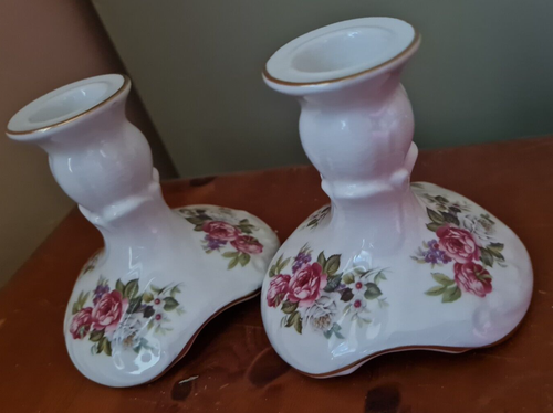 A pair of Old Foley James Kent Pansy Candle Holder | eBay UK