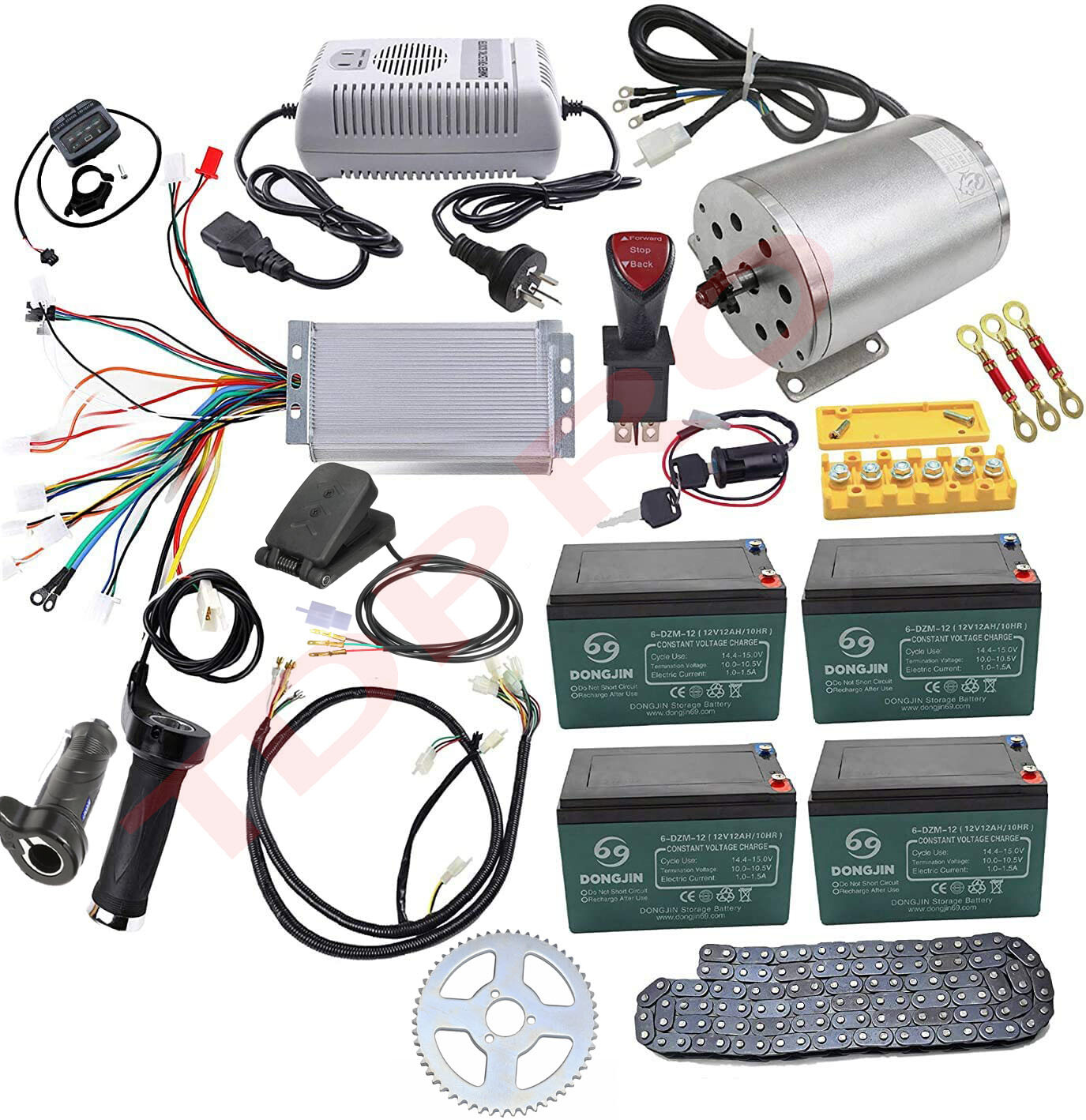 48V 1800W Brushless Motor Kit Controller Battery Electric Go Kart Trike ...