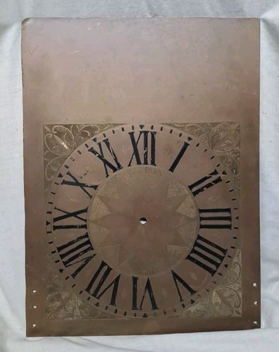 Antique French Engraved Brass Long Case Clock Face 9" Dial 10.5" X 14 ...