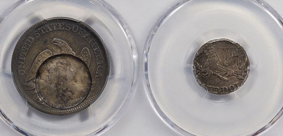 1860 O SEATED HALF DOLLAR "MATED PAIR ERROR" PCGS MS63 ~ DUAL ...