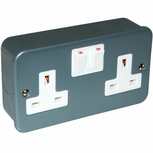 Click Cl036 - Metal Clad 13amp 2 Gang Double Pole Switched Socket for ...