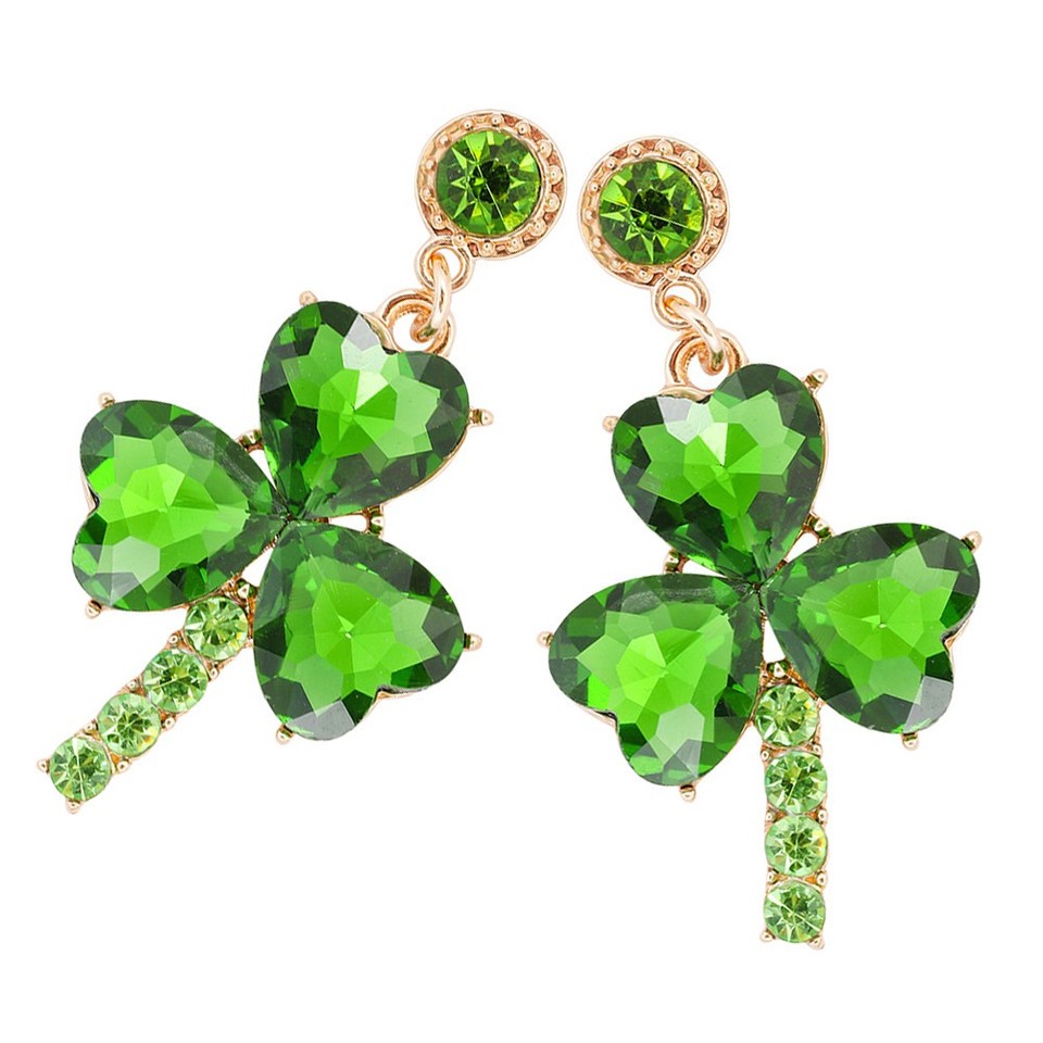 Shamrock Pattern Jewelry Valentines Day Accessories Irish Earrings Drop ...