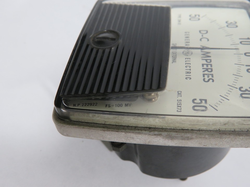 General Electric DC Ammeter 50-0-50A DC 2-1/2" D Shunt External Cat ...