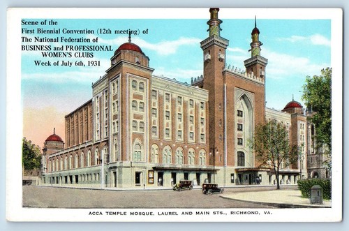 Richmond Virginia VA Postcard Acca Temple Mosque Laurel And Main ...