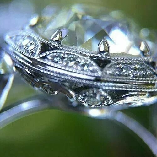 Art Deco Vintage Round Cut Lab Created Diamond Halo 925 Silver ...