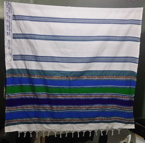 Africa hand- woven cotton tallit large blue | eBay