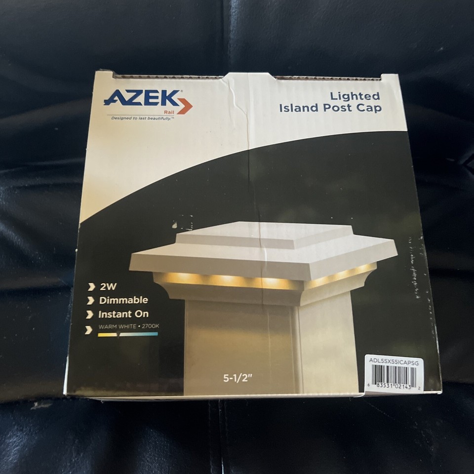 Azek Dimmable Island Lighted Post Cap Slate Gray 5.5" 2W ADL55X55ICAPSG ...