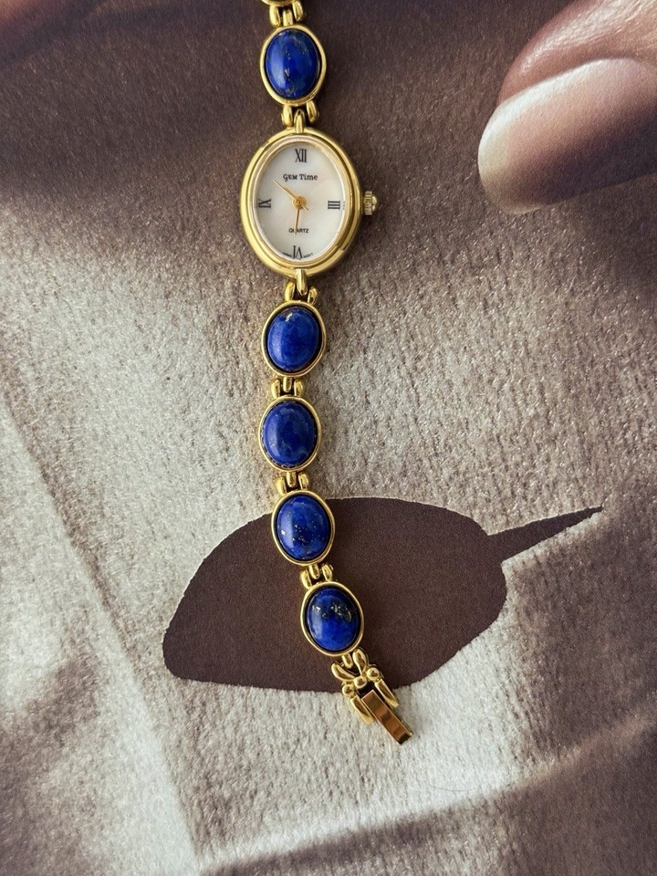 Women Vintage Gold Watch with Lapis Lazuli Stones Bracelet Band | eBay