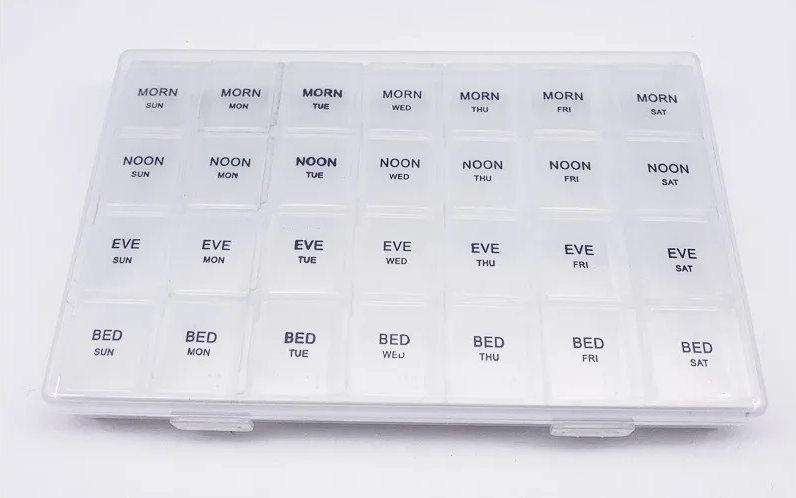 Weekly Pill Box 7 Day 28 Compartment Tablet Organiser Medicine Storage ...