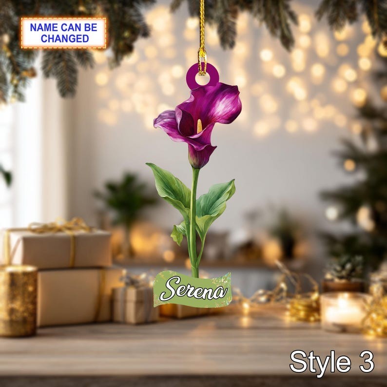 Custom Name Calla Lily Personalized Ornament, Christmas Tree Hangin | eBay