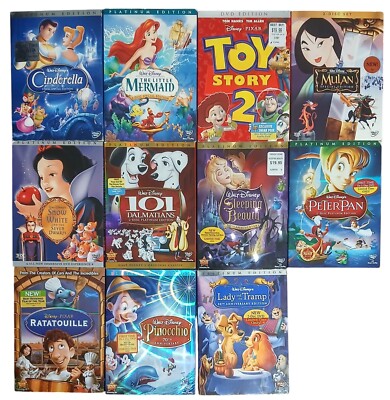 Disney Animated DVD Lot Slipcovers Platinum Peter Pan Mulan Mermaid ...
