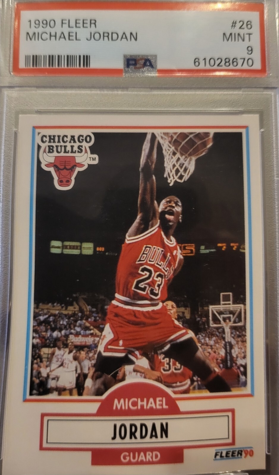 1990-91 Fleer Michael Jordan Base Card #26 Graded PSA Mint 9 Chicago ...
