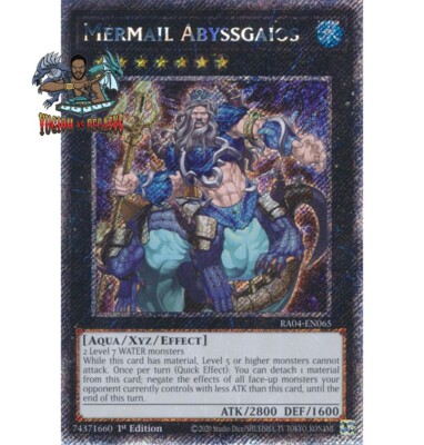 Yugioh! 1x Mermail Abyssgaios RA04-EN065 Platinum Secret Rare 1st Ed NM ...