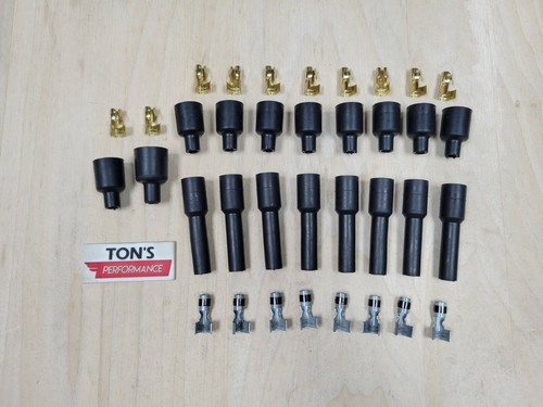 8 Cylinder Black Rubber Spark Plug Boot Kit Steel & Brass Ends v8 Coil ...