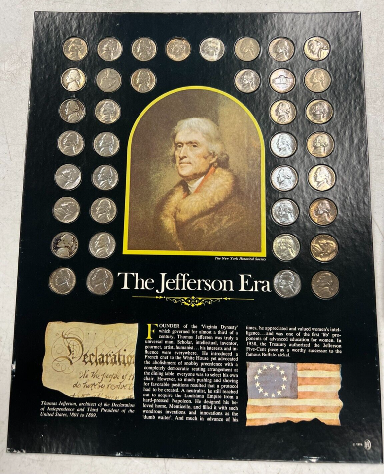 The Jefferson Era da Collezione Cornice Display W/Nichelini 38 Monete ...