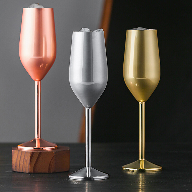 220ml Stainless Steel Goblets Red Wine Glass Juice Drink Champagne Cup ...