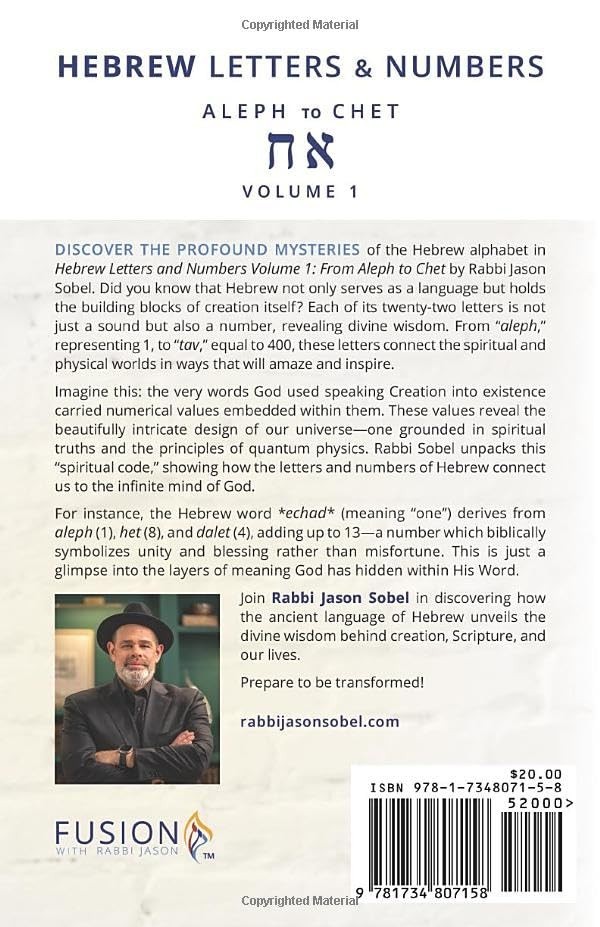 Hebrew Letters and Numbers Volume 1: Aleph to Chet- Rabbi Jason Sobel-1 ...