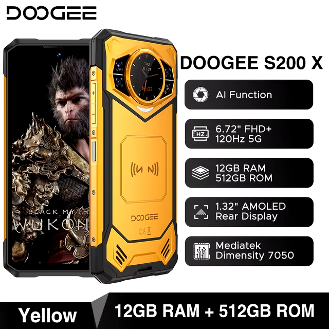 DOOGEE S200 X Rugged 5G Smartphone 32GB+512GB AI 100MP/20MP NV 6.72 ...
