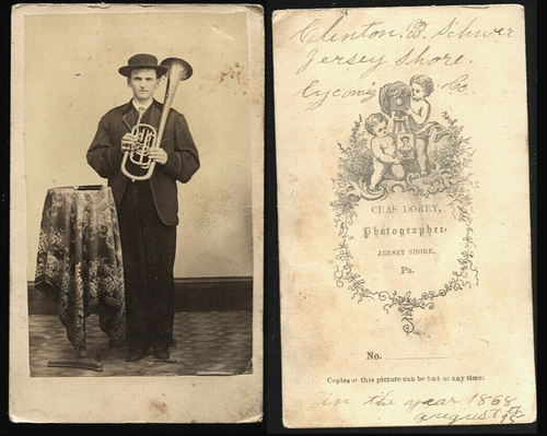 1860s CDV ID's Musician with OTS Saxhorn Pennsylvania Photographer ...