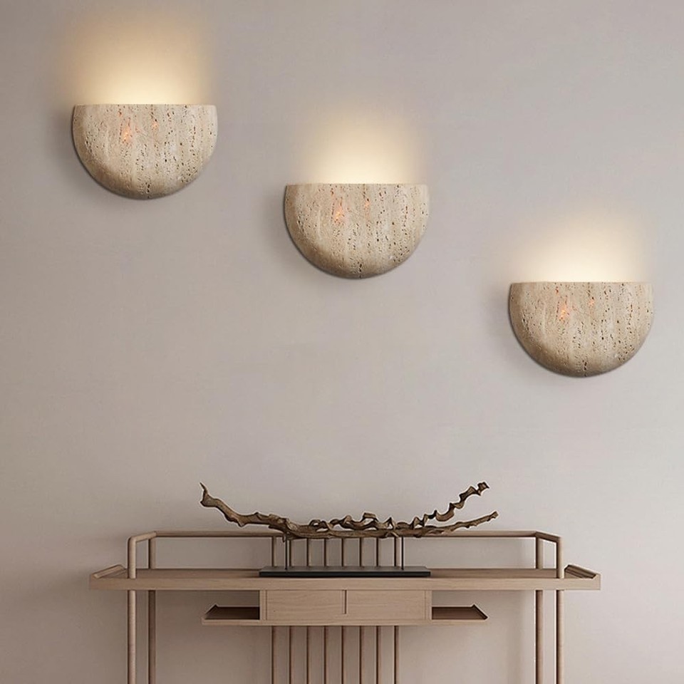 Modern Marble Yellow Travertine Wall Sconce G9 3000K Wall Lamp Semi ...