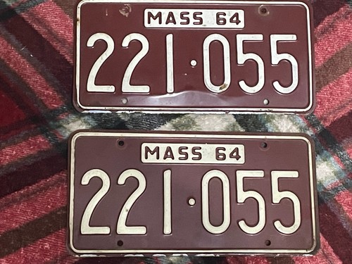 1964 MASSACHUSETTS MA MASS LICENSE PLATE MATCHING PAIR | eBay