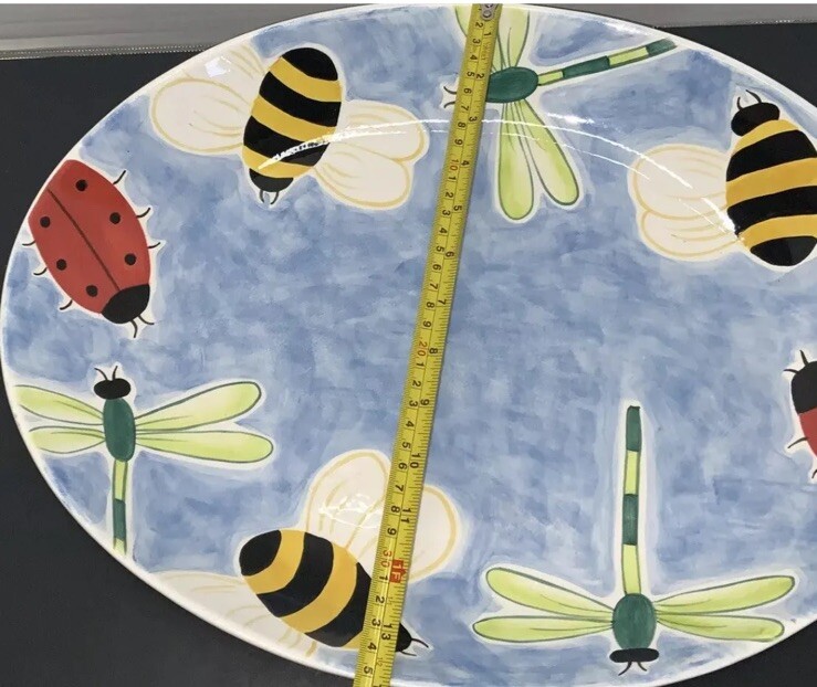 Clay Art Bumbles StoneLite Hand Painted Oval Platter 1999 C.A 17 3/4 ...