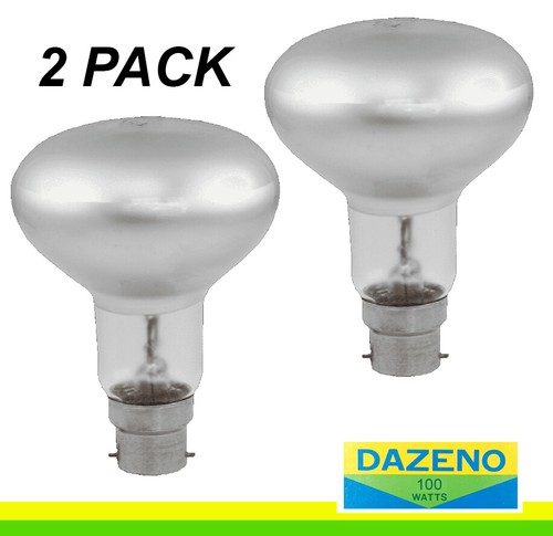 2 x 100W Incandescent R80 Reflector Light Globes Bulbs Bayonet B22 BC ...