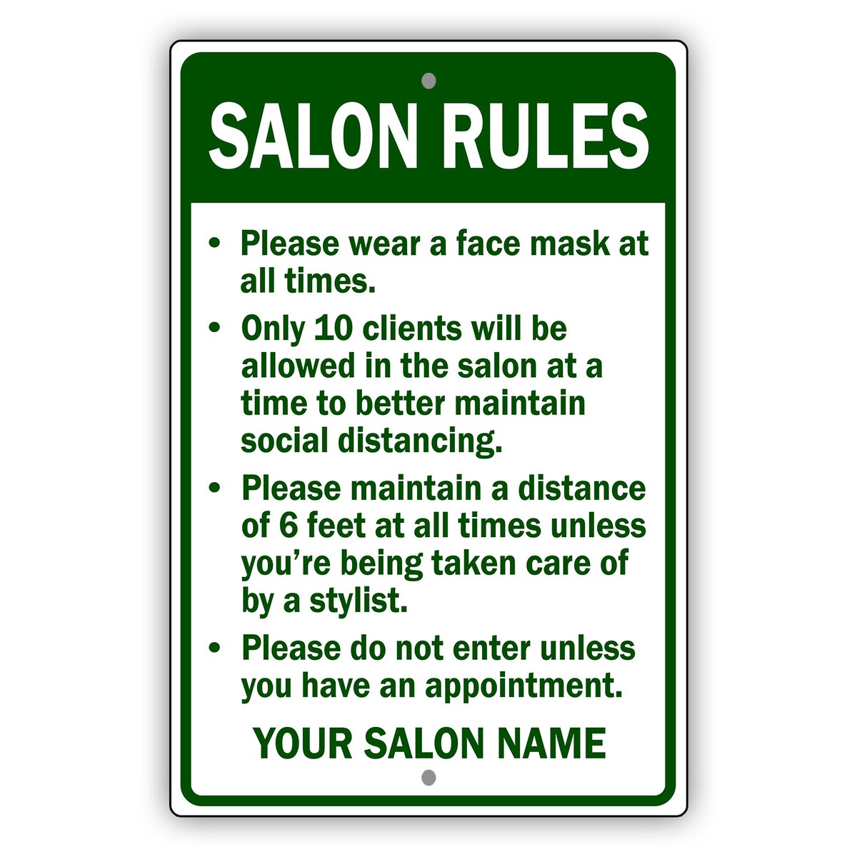 Sample Salon Rules