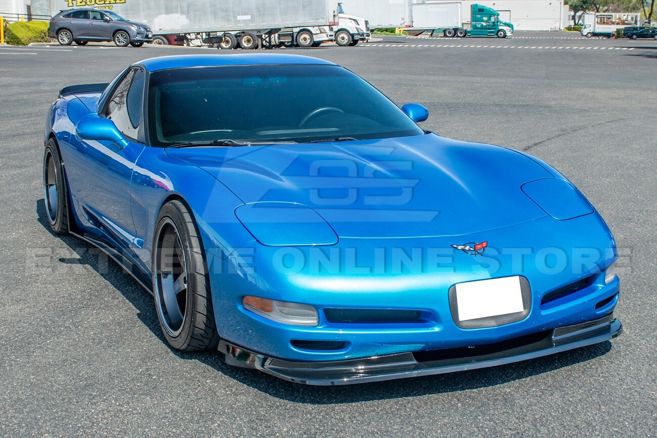 For 97-04 Corvette C5 Performance GLOSSY BLACK Front Bumper Vented Lip ...