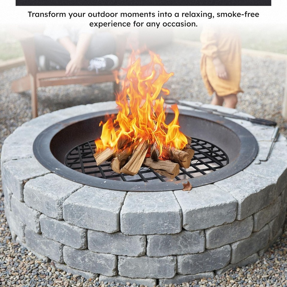 FEBTECH 29.5" Round Fire Pit Grate with Ember Catcher for Camping Fire ...