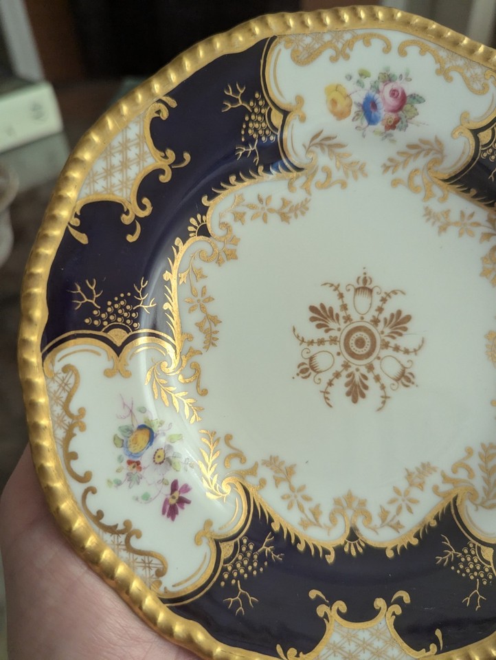 Coalport Batwing Hand Painted Gilt Cobalt Blue Panel Tea Dessert Salad ...