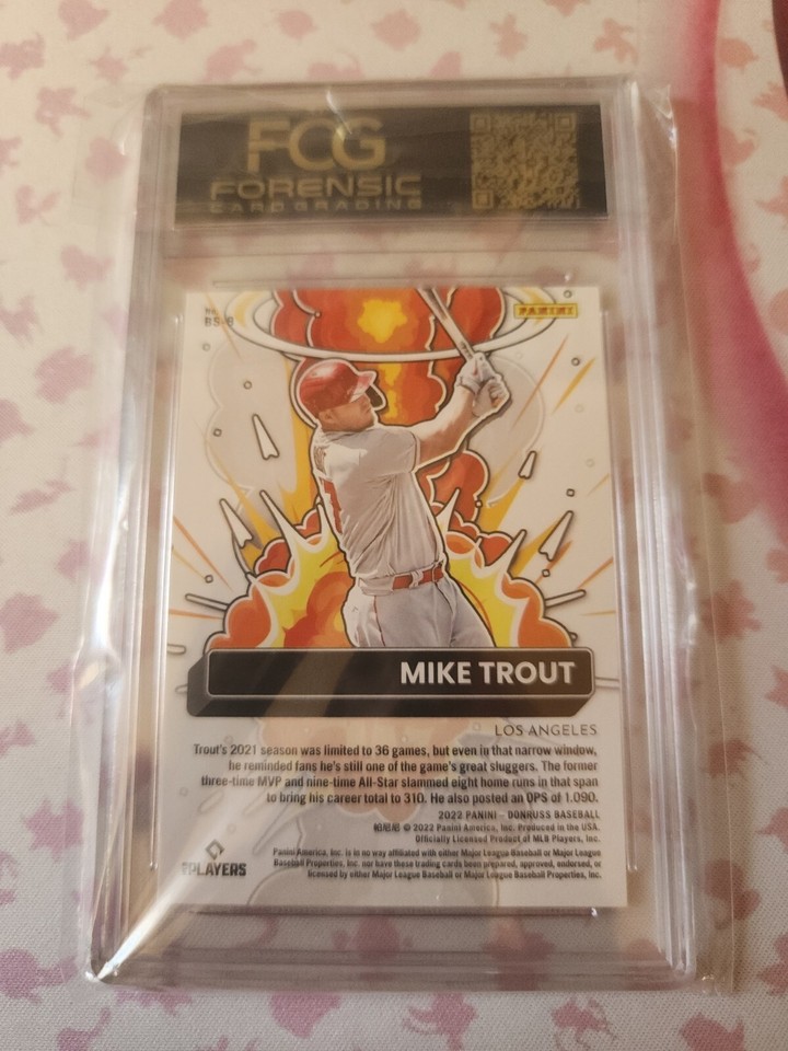 MIKE TROUT ANGELS 2022 PANINI DONRUSS BOMB SQUAD PINK Fcg 10 Gem Mint ...