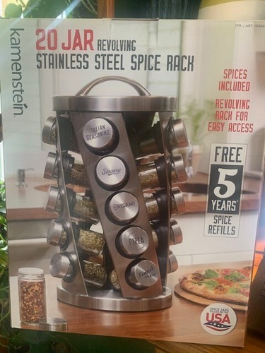 kamenstein 20 jar revolving stainless steel spice rack | eBay