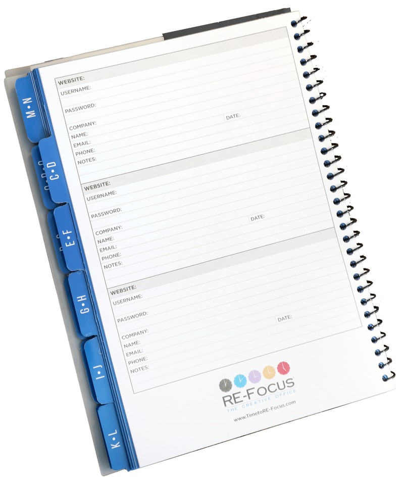 RE-Focus, The Creative Office Blue Password Book | eBay