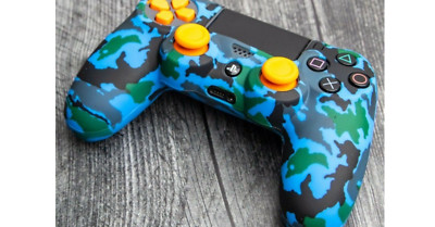PLAYSTATION 4 SOFT SILICONE CONTROLLER GEL GRIP BLUE CAMO COVER PS 4 ...
