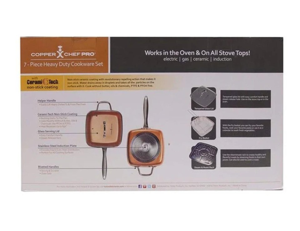 Copper Chef Pro 7 Piece Heavy Duty Cookware Set Induction Non Stick ...